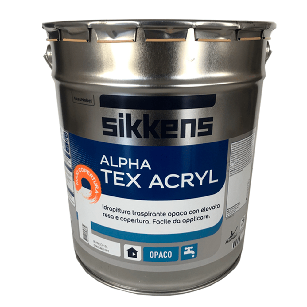 Idropittura Traspirante Alpha Tex Acryl 15 lt sikkens • BricoLiveRoma
